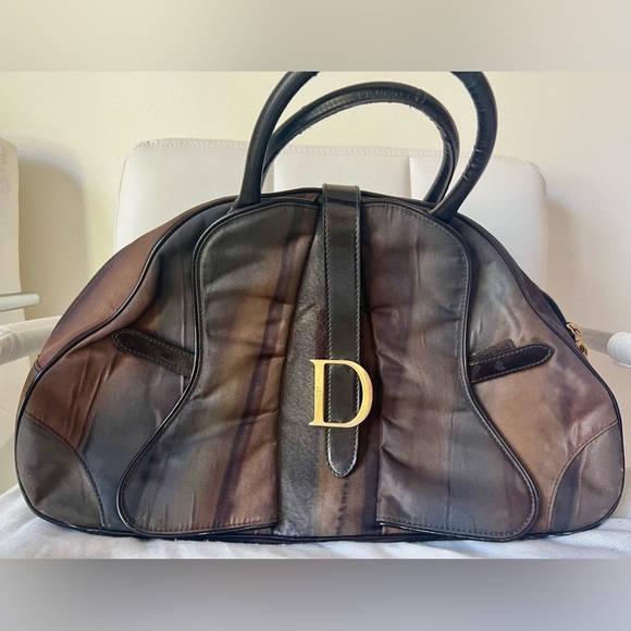 Dior | Bags | Christian Dior Vintage Cd Double Saddle Handbag Nylon In ...